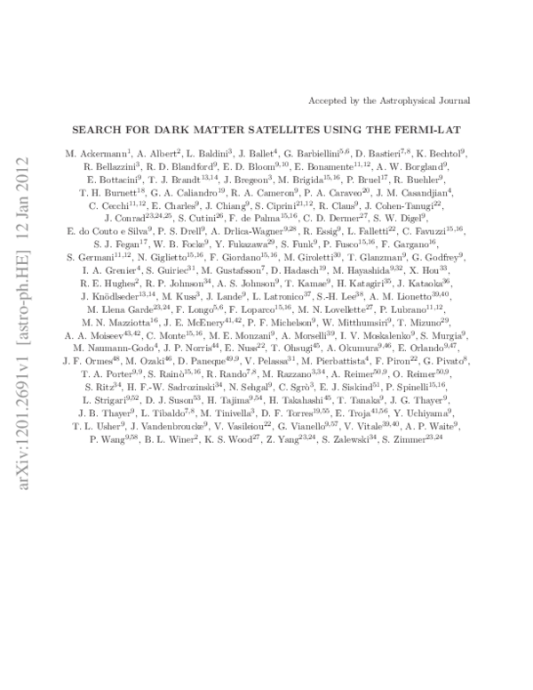 (PDF) Search for Dark Matter Satellites Using Fermi -Lat