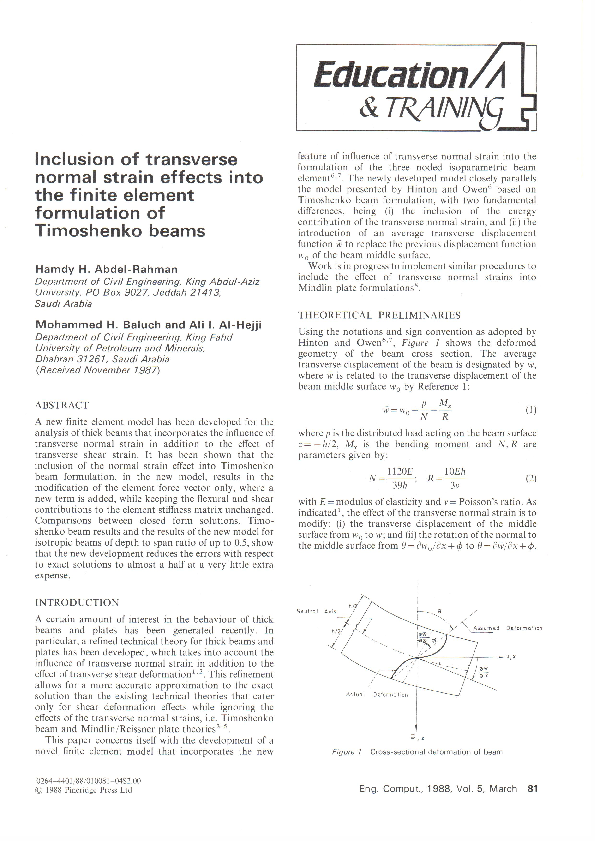 (PDF) Inclusion of transverse normal strain effects into the finite ...