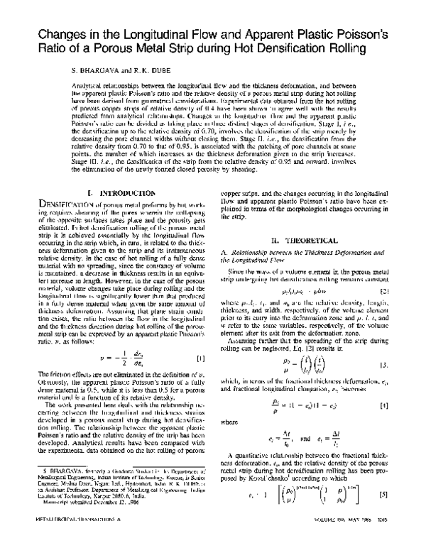 (PDF) Changes in the longitudinal flow and apparent plastic poisson’s ...
