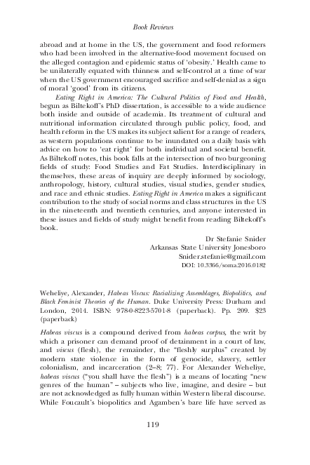 (PDF) Book Review: Alexander Weheliye. Habeas Viscus: Racializing ...