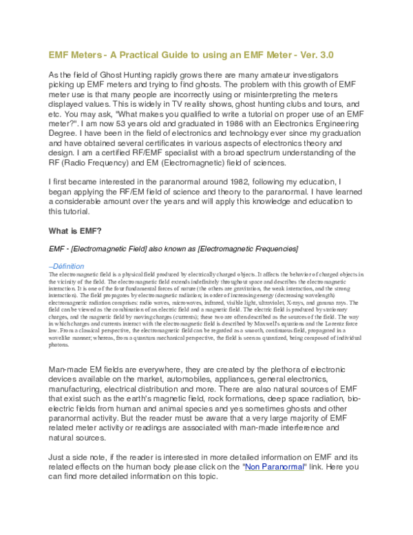 (PDF) EMF Meters - A Practical Guide to using an EMF Meter - Ver. 3.0