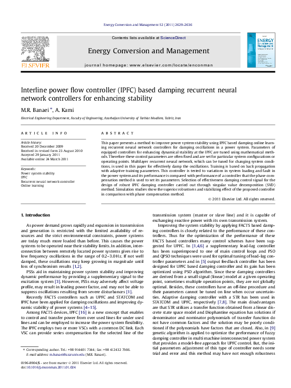 (PDF) Interline Power Flow Controller (IPFC) based damping controllers for damping low frequency ...