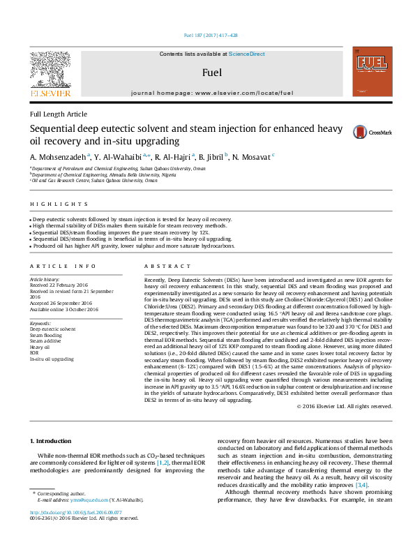 (PDF) Sequential deep eutectic solvent and steam injection for enhanced ...