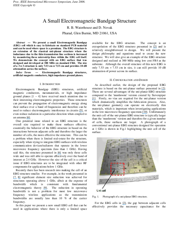 (PDF) A Small Electromagnetic Bandgap Structure