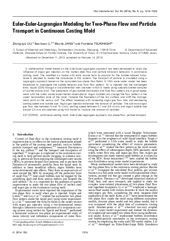 Pdf Euler Euler Lagrangian Modeling For Two Phase Flow And Particle