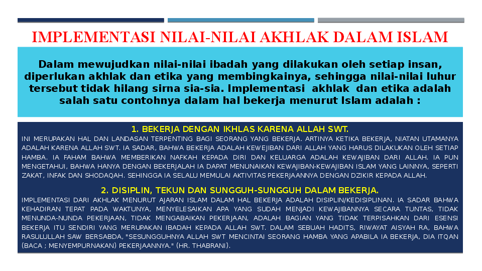(PPT) Implementasi Nilai-Nilai Akhlak Dalam Islam