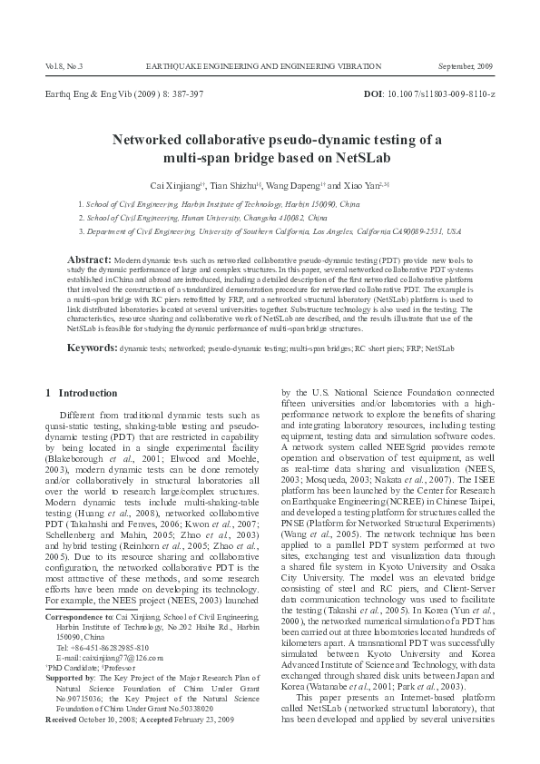 Pdf Networked Pdt For Multi Span Bridges Using Netslab