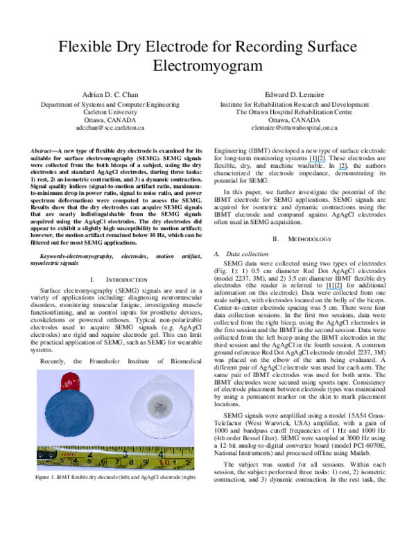 (PDF) Flexible dry electrode for recording surface electromyogram