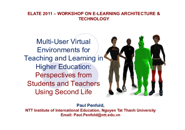 Pdf Multi User Virtual Environments For Teaching And Learning In Higher Education