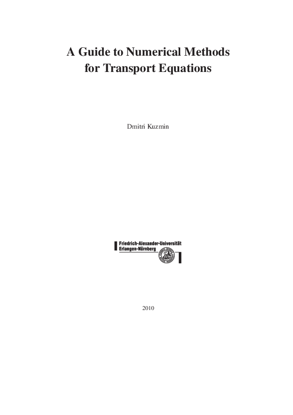 (PDF) A Guide to Numerical Methods for Transport Equations