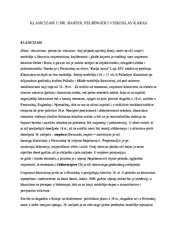 (DOC) Klasicizam u Hrvatskoj