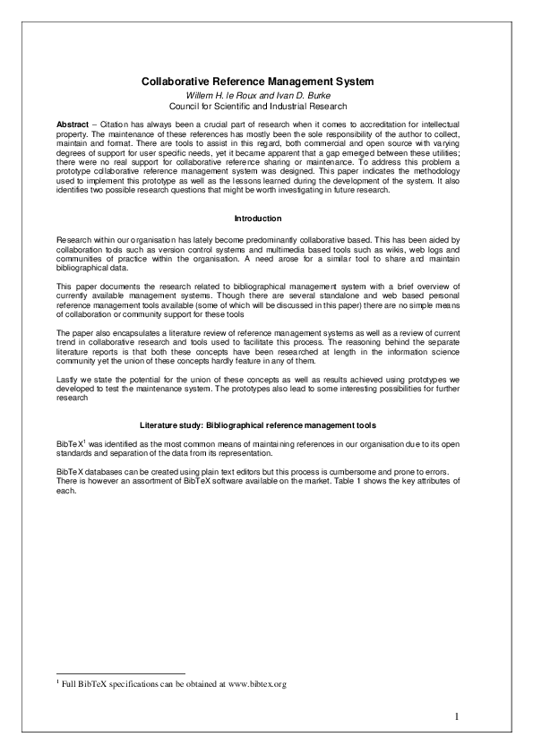 (PDF) Collaborative reference management system