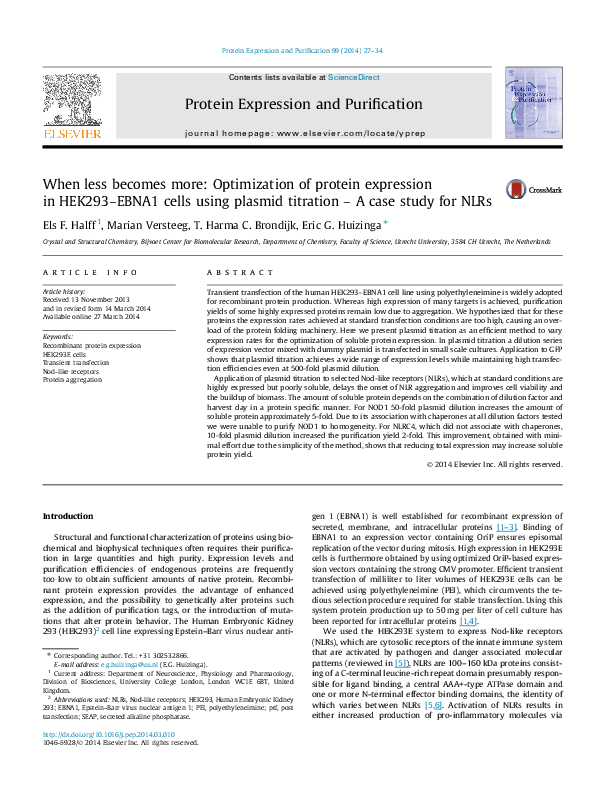 (PDF) When less becomes more: Optimization of protein expression in ...