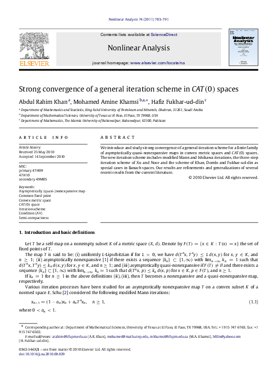 Pdf Strong Convergence Of A General Iteration Scheme In Cat0 Spaces