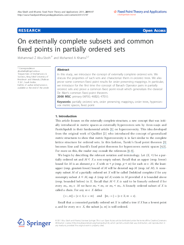 (PDF) Externally Complete Sets and Fixed Points