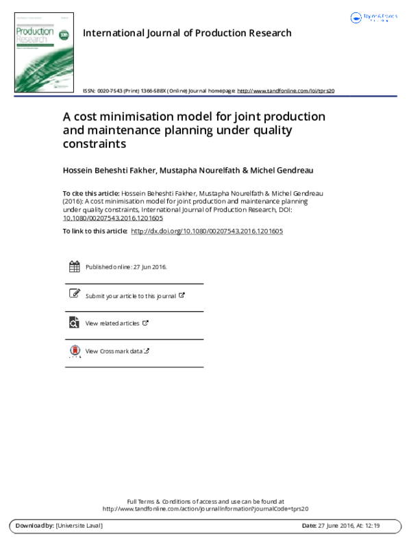 (PDF) A cost minimisation model for joint production and maintenance ...