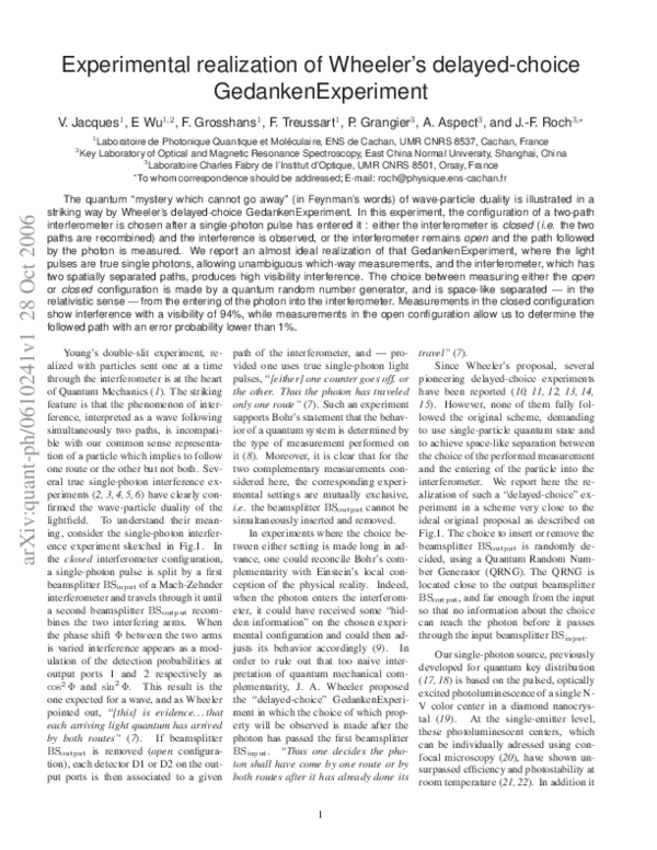 (PDF) Wheeler’s Delayed Choice Experiment Plus Entanglement: An ...