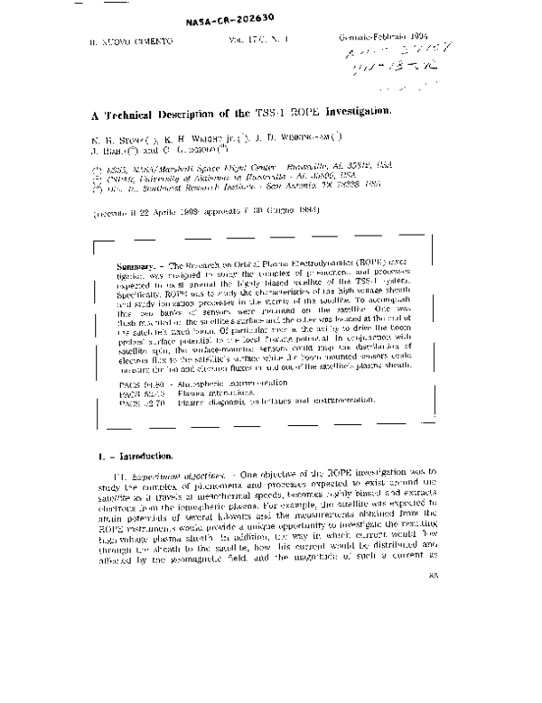(PDF) A technical description of the TSS-1 ROPE investigation