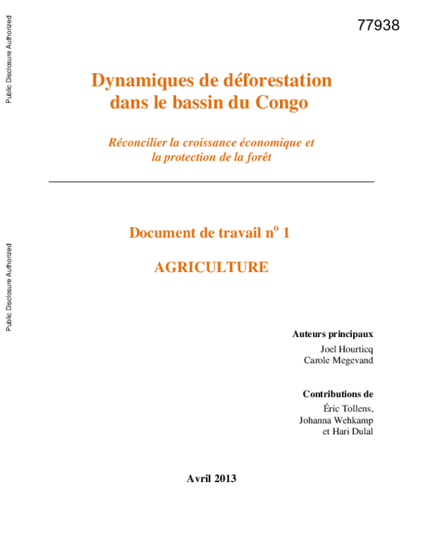 (PDF) Dynamiques de deforestation dans le bassin du Congo : agriculture