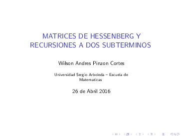 (PDF) MATRICES DE HESSENBERG Y RECURSIONES A DOS SUBTERMINOS