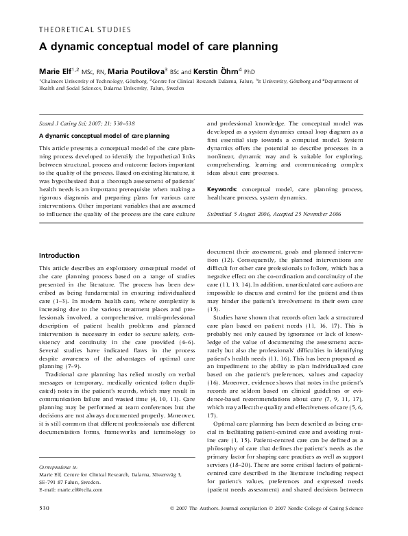 (PDF) A dynamic conceptual model of care planning