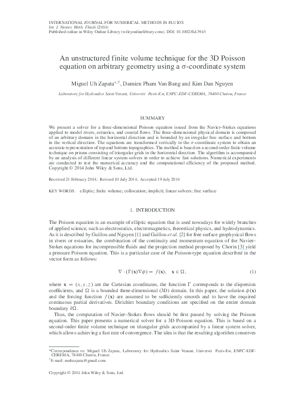 Pdf An Unstructured Finite Volume Technique For The 3d Poisson