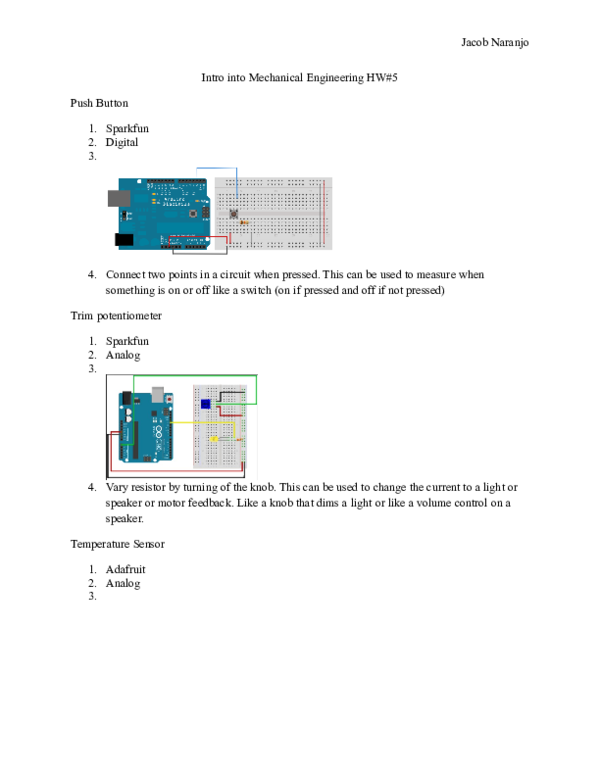(DOC) HW#5- Arduino Kit Sensors
