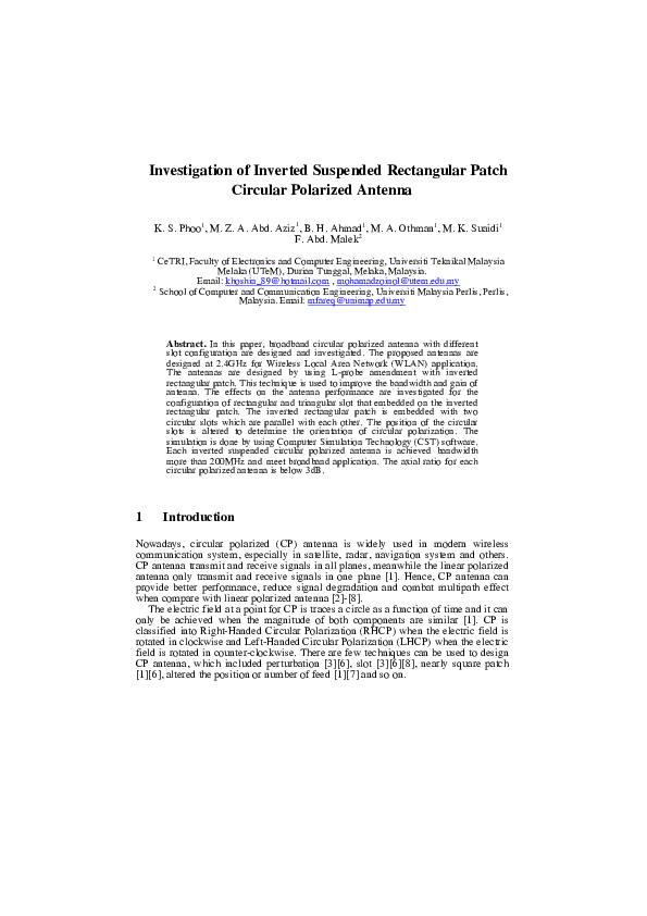 (PDF) Investigation of Inverted Suspended Rectangular Patch Circular ...
