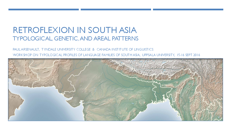 (PDF) Retroflexion in South Asia: Typological, genetic, and areal patterns