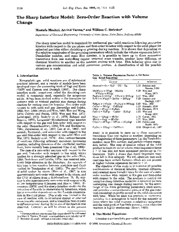 (PDF) The Sharp Interface Model:Zero-Order Reaction with Volume Change
