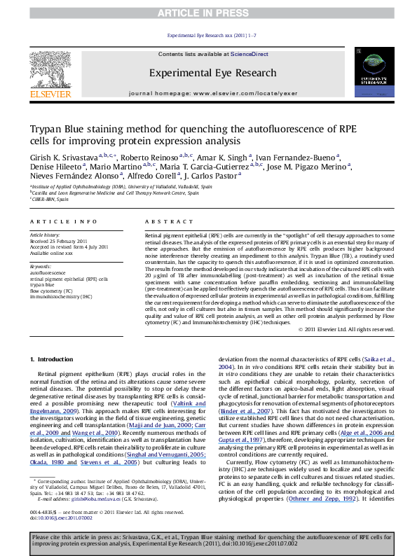 (PDF) Trypan blue staining method for quenching the autofluorescence of ...