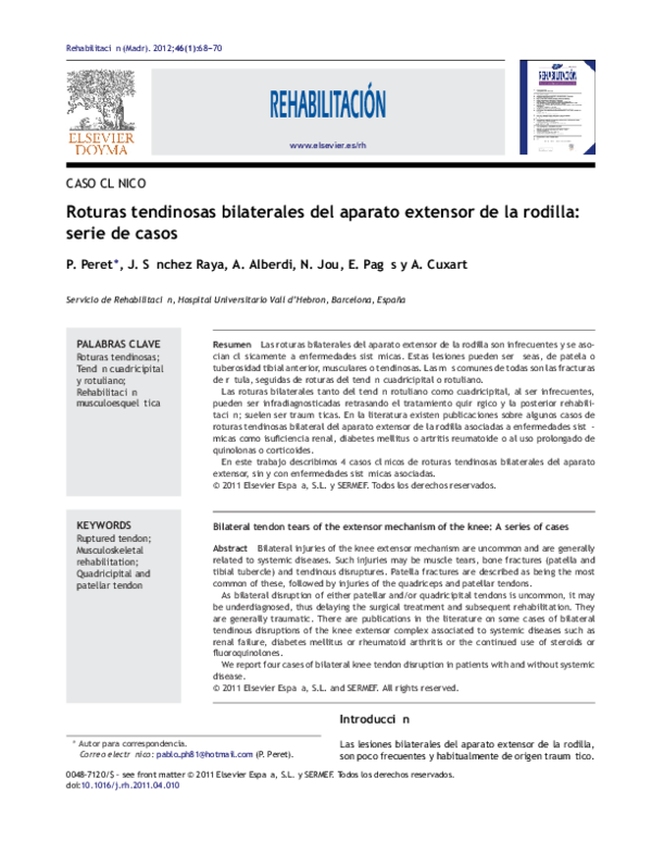 (PDF) Roturas tendinosas bilaterales del aparato extensor de la rodilla ...