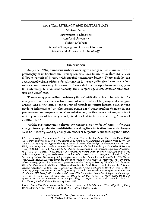 (PDF) Critical Literacy and Digital Texts