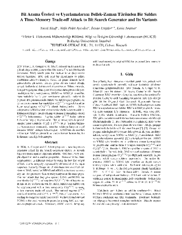 (PDF) A Time-Memory Trade-off Attack to Bit Search Generator and Its ...