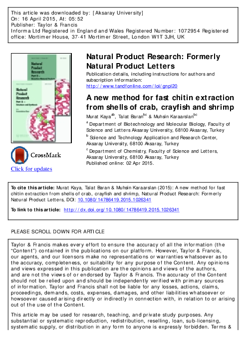 (PDF) A new method for fast chitin extraction from shells of crab ...