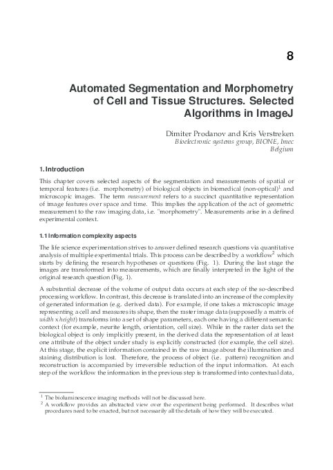 Pdf Automated Segmentation And Morphometry Of Cell And Tissue Structures Selected Algorithms