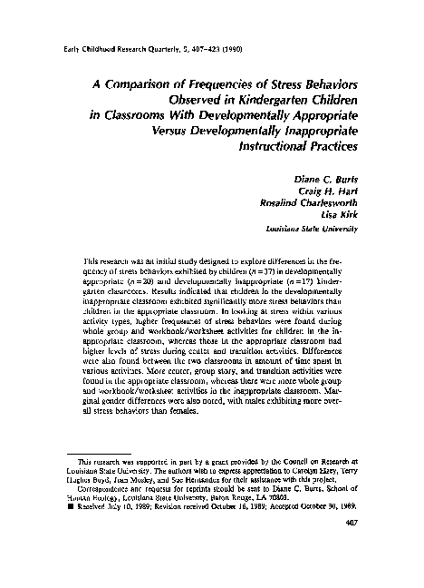 (PDF) A comparison of frequencies of stress behaviors observed in ...