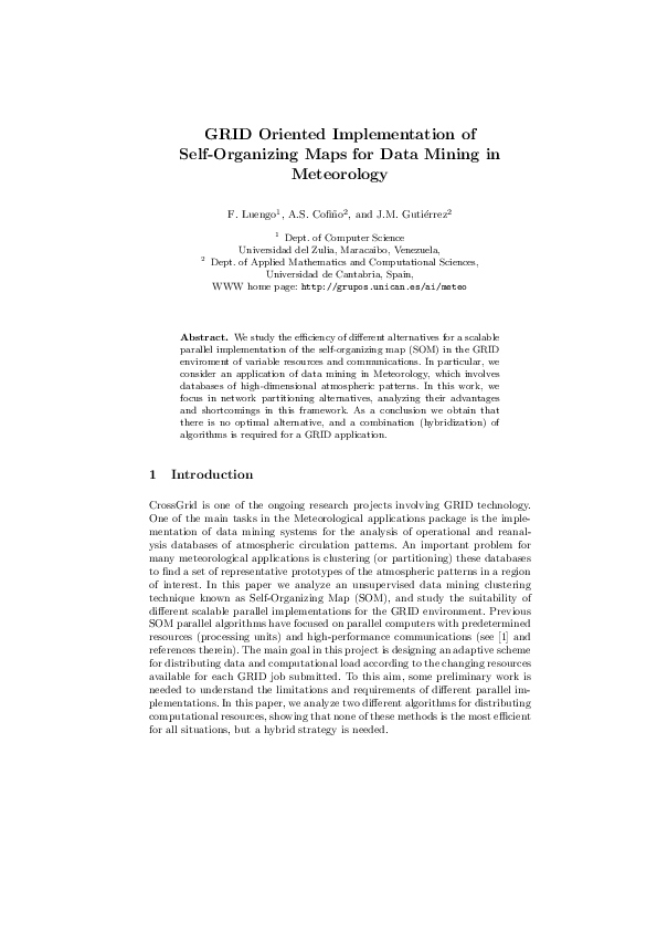 Pdf Grid Oriented Implementation Of Self Organizing Maps For Data Mining In Meteorology