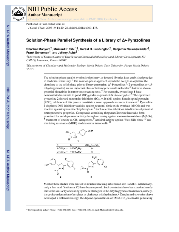 (PDF) Solution-phase parallel synthesis of a library of Delta(2 ...
