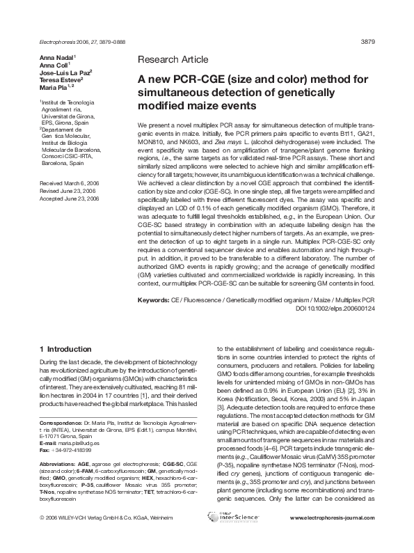 (PDF) A new PCR-CGE (size and color) method for simultaneous detection of genetically modified ...