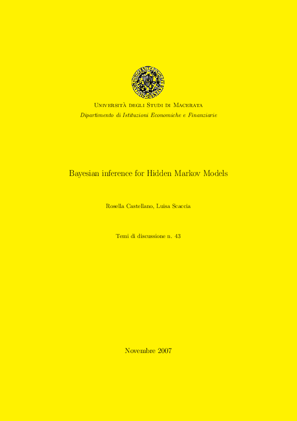 (PDF) Bayesian inference for Hidden Markov Model
