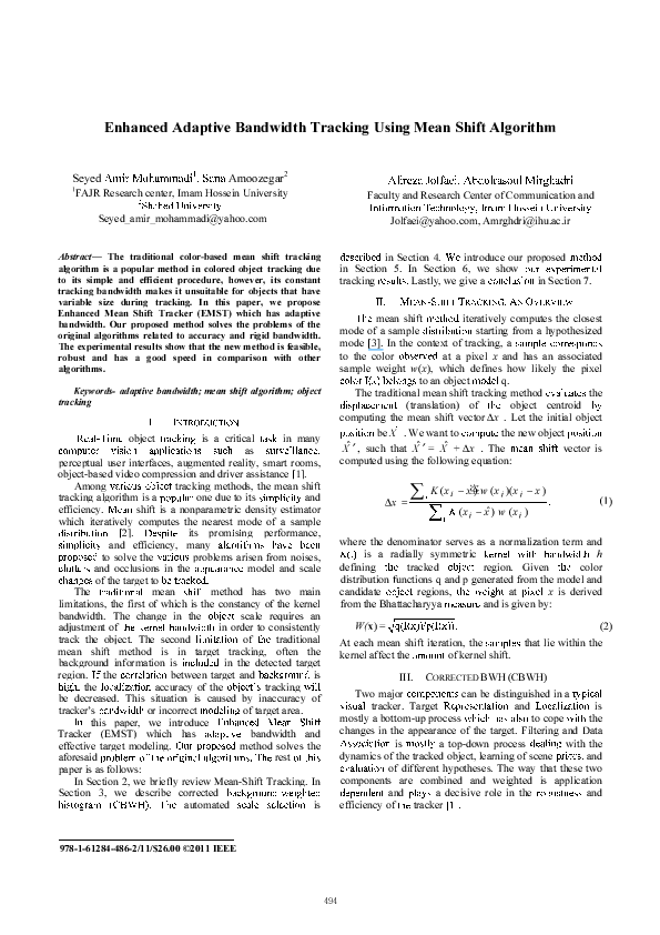 Pdf Enhanced Adaptive Bandwidth Tracking Using Mean Shift Algorithm 0446