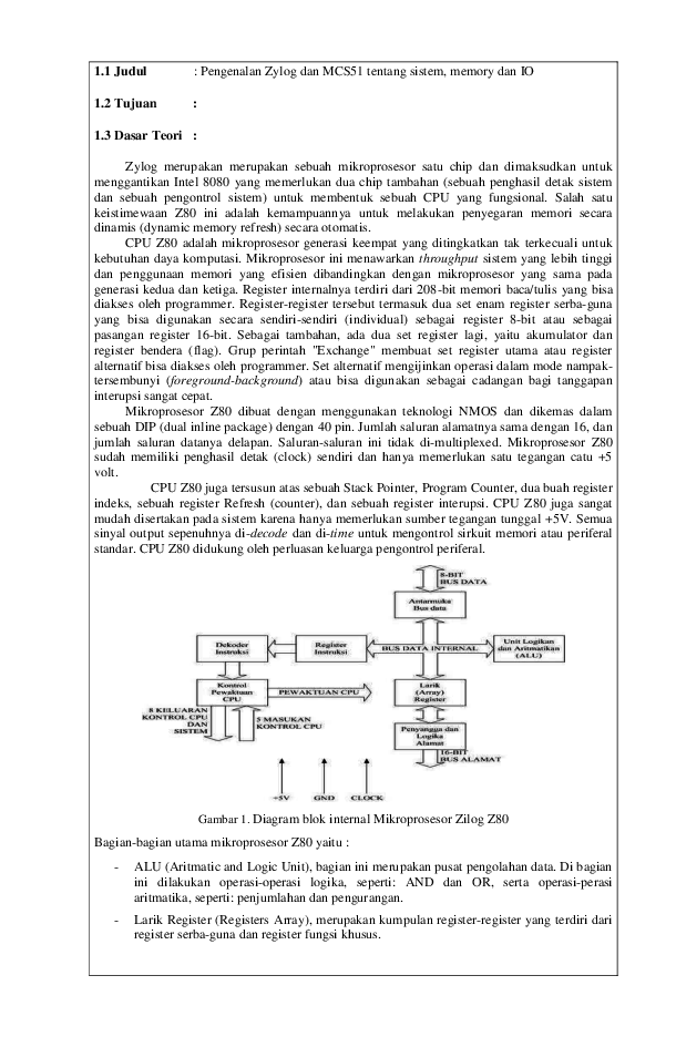 (PDF) Laporan Percobaan Pengenalan Mikroprosesor Z80