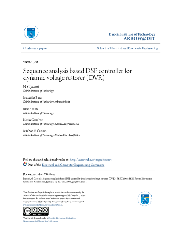 (PDF) Sequence analysis based DSP controller for Dynamic Voltage Restorer (DVR