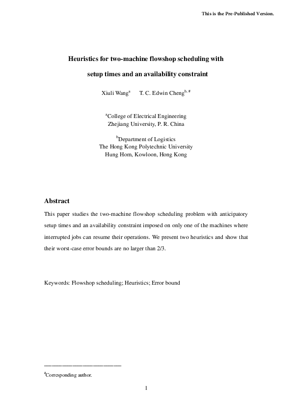 (PDF) Heuristics for the two-machine flowshop scheduling problem to minimize maximum lateness ...