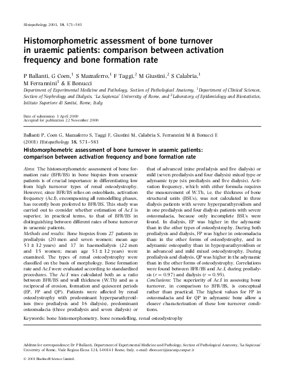 (PDF) Histomorphometric assessment of bone turnover in uraemic patients ...