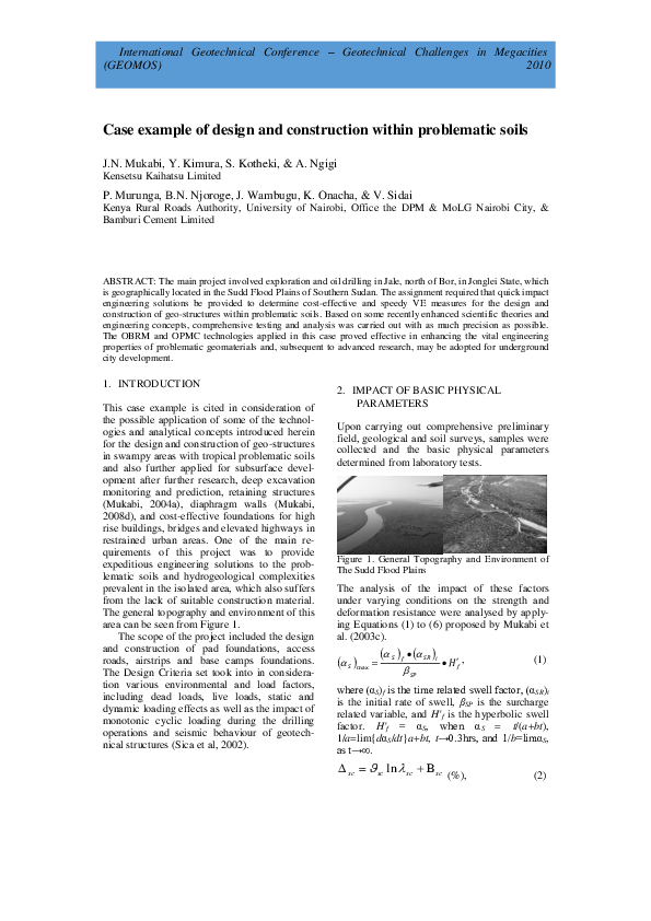 (PDF) Case example of design and construction within problematic soils