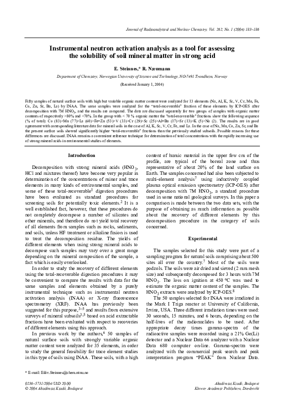 (PDF) Instrumental neutron activation analysis as a tool for assessing ...