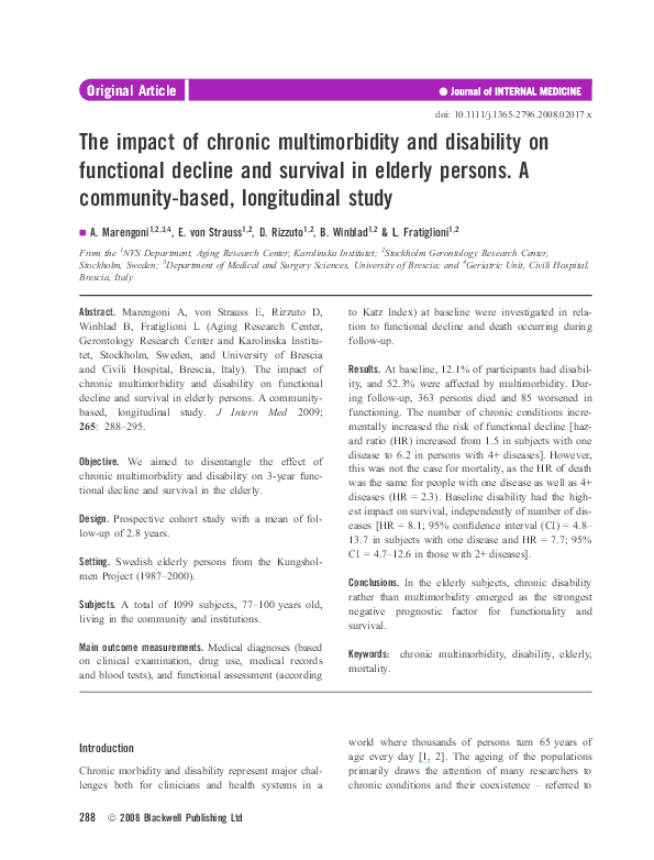 (PDF) The impact of chronic multimorbidity and disability on functional ...