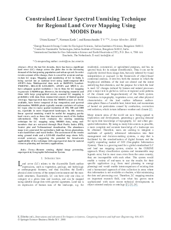 (PDF) Constrained Linear Spectral Unmixing Technique for Regional Land Cover Mapping Using MODIS ...